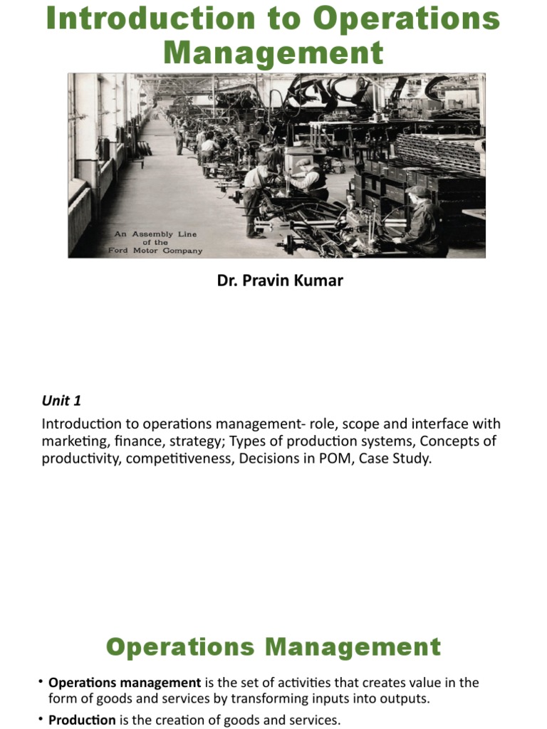 Overview of Operations Management Concepts | PDF | Factors Of ...