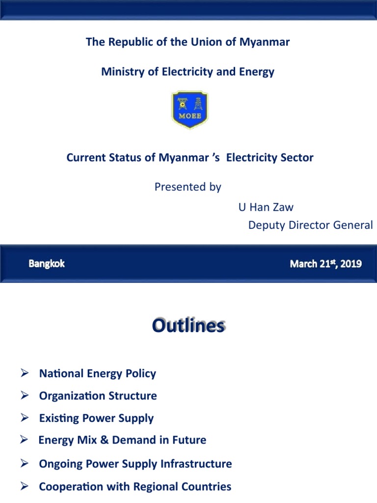 Myanmar Electricity Sector Overview | PDF | Energy Policy Of The United ...