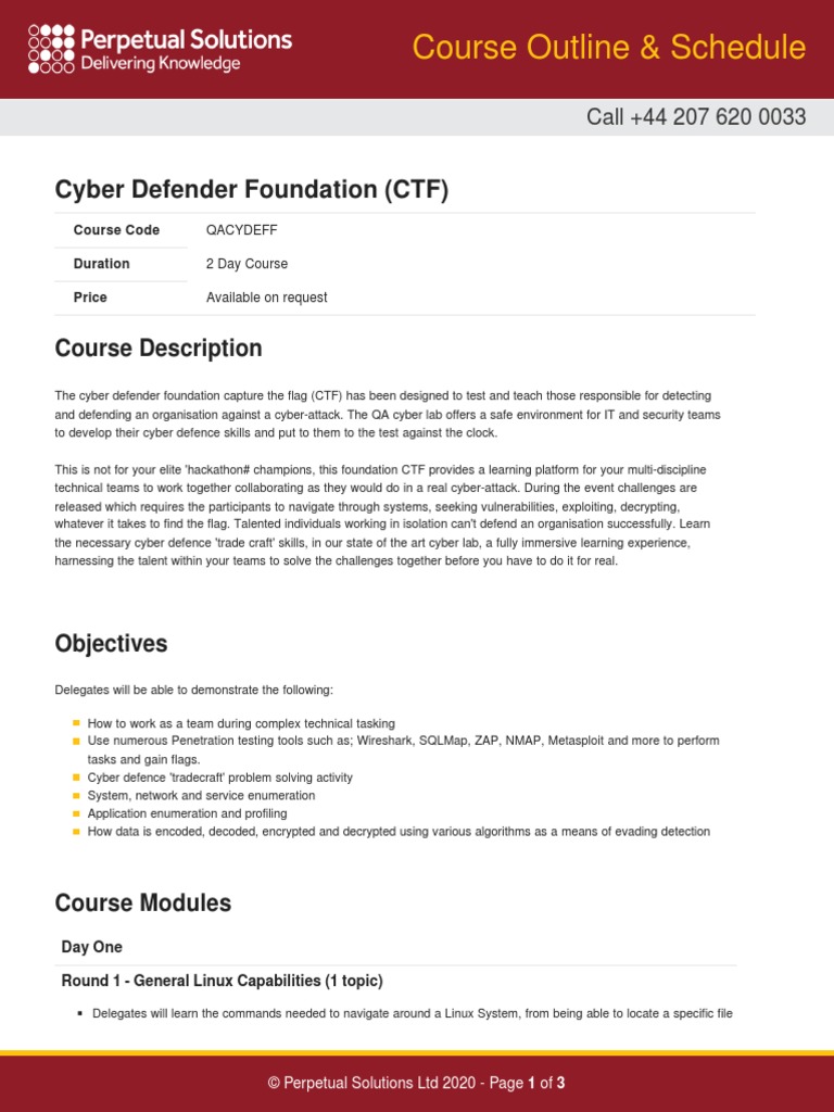Cyber Defender Foundation (CTF) | PDF | Penetration Test | Internet ...