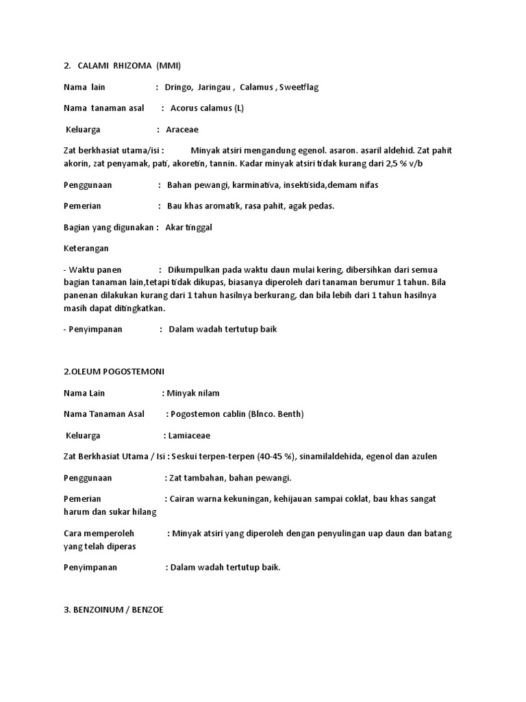 Calami Rhizoma | PDF | Sains & Matematika