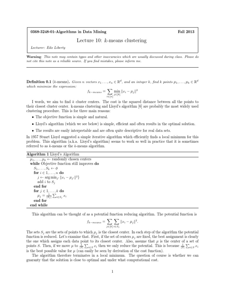 10 K Means Clustering PDF | PDF | Cluster Analysis | Algorithms 10 K Means Clustering PDF | PDF | Cluster Analysis | Algorithms
