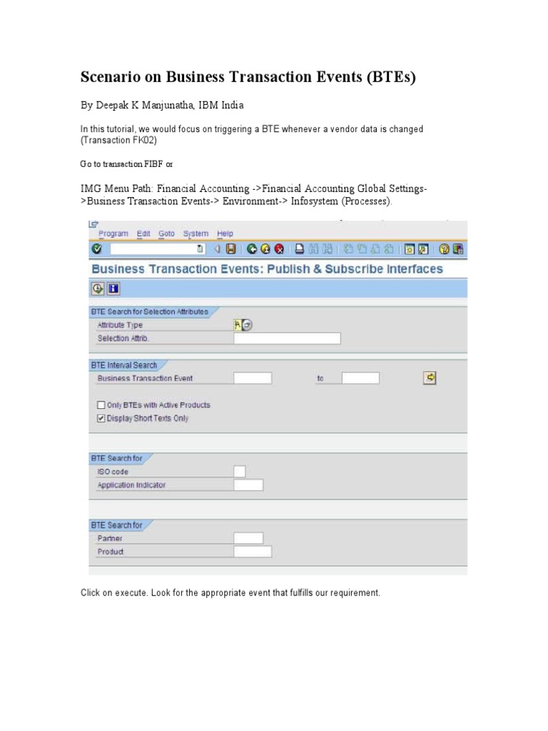 Triggering Business Transaction Events in SAP | PDF