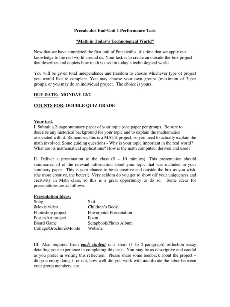 Unit 1 Performance Task | PDF | Mobile Phones | Teaching Mathematics