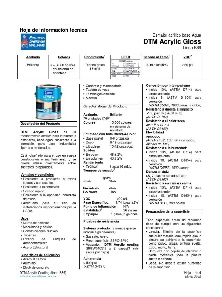 B66 DTM Acrylic Gloss 2019 | PDF | Cepillo | Pintar
