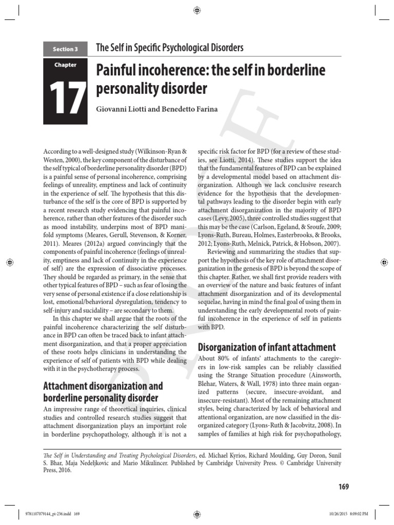 Painful Incoherence The Self in Borderli PDF | PDF | Attachment Theory ...