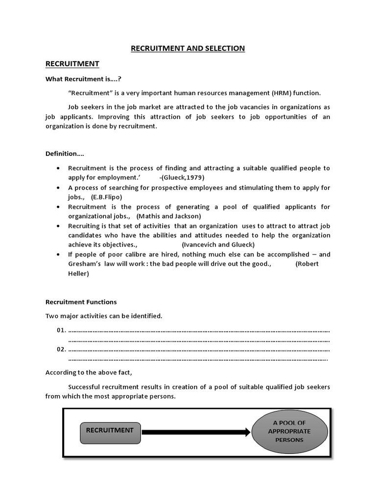 Recruitment and Selection Process | PDF | Recruitment | Human Resource ...