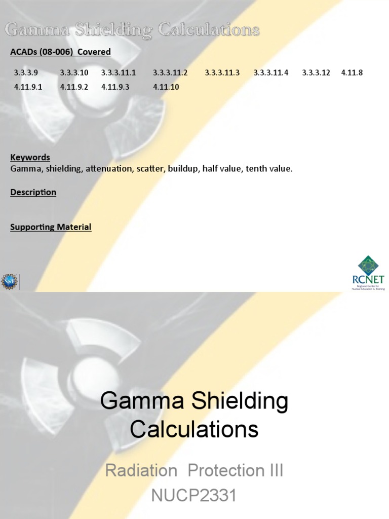 Gamma Shielding Calculations | PDF | Gamma Ray | Radiation Protection