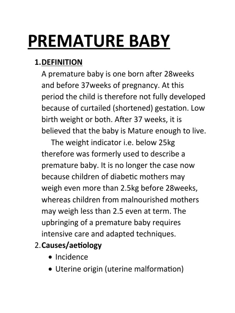 Premature Baby: 1.definition | PDF