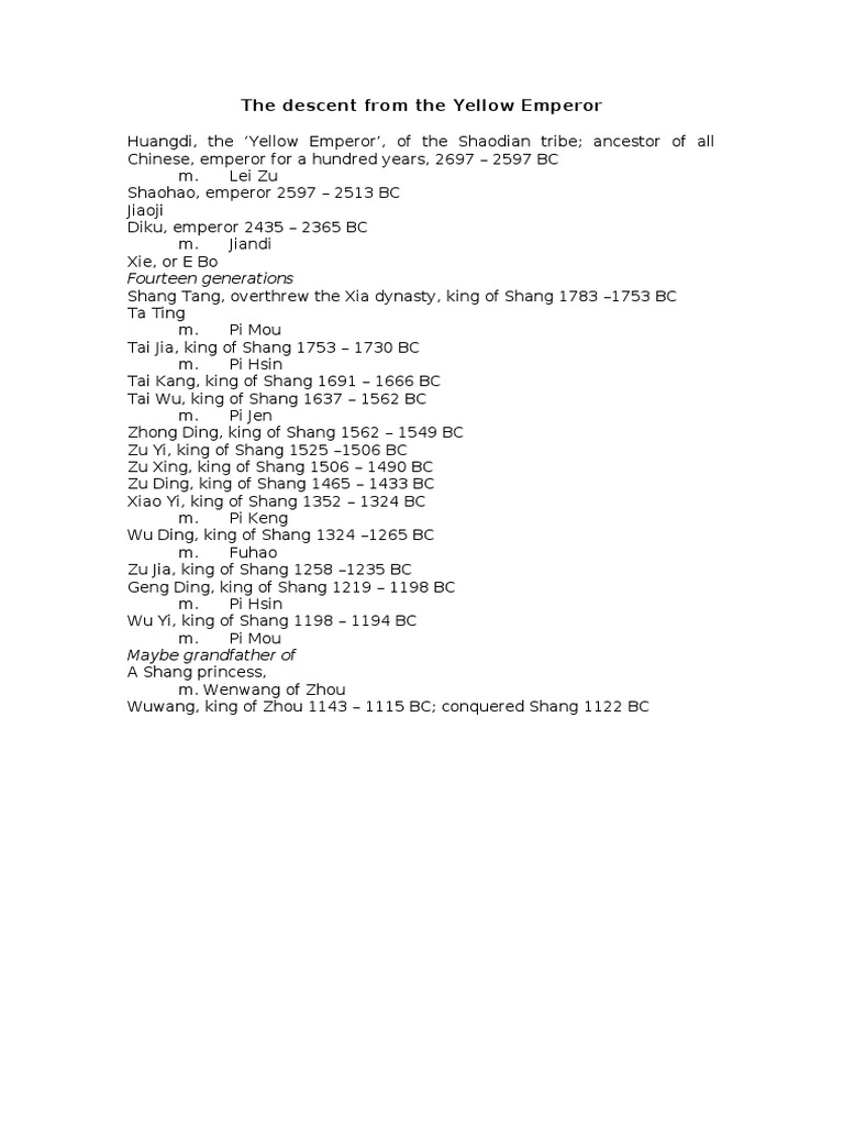 The Descent From The Yellow Emperor | PDF