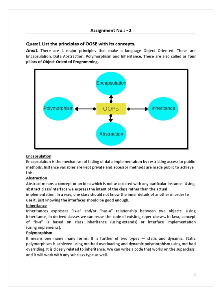 Assignment No.: - 2 Ques:1 List The Principles of OOSE With Its Concepts. Ans:1 | PDF ...