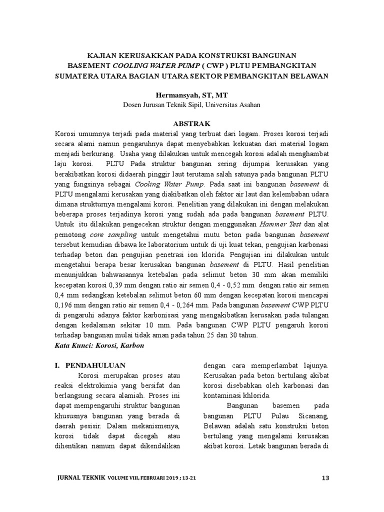 Korosi Beton Basement PLTU Belawan | PDF | Seni | Teknologi & Rekayasa