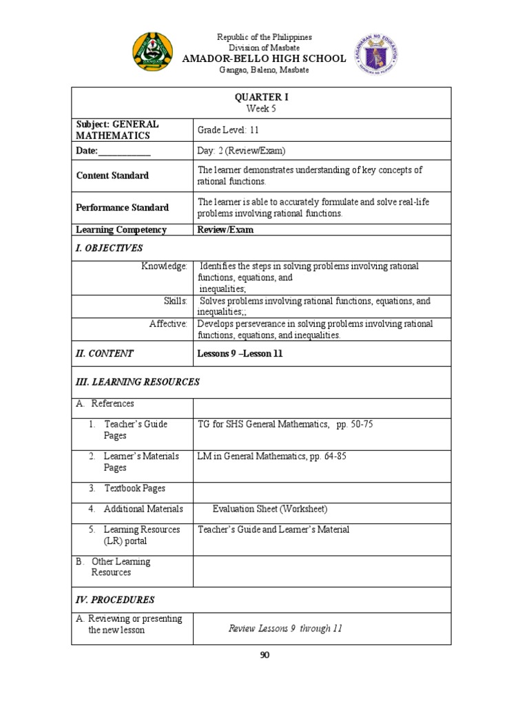 Week 5 Day 2 (ReviewExam) | PDF | Function (Mathematics) | Learning