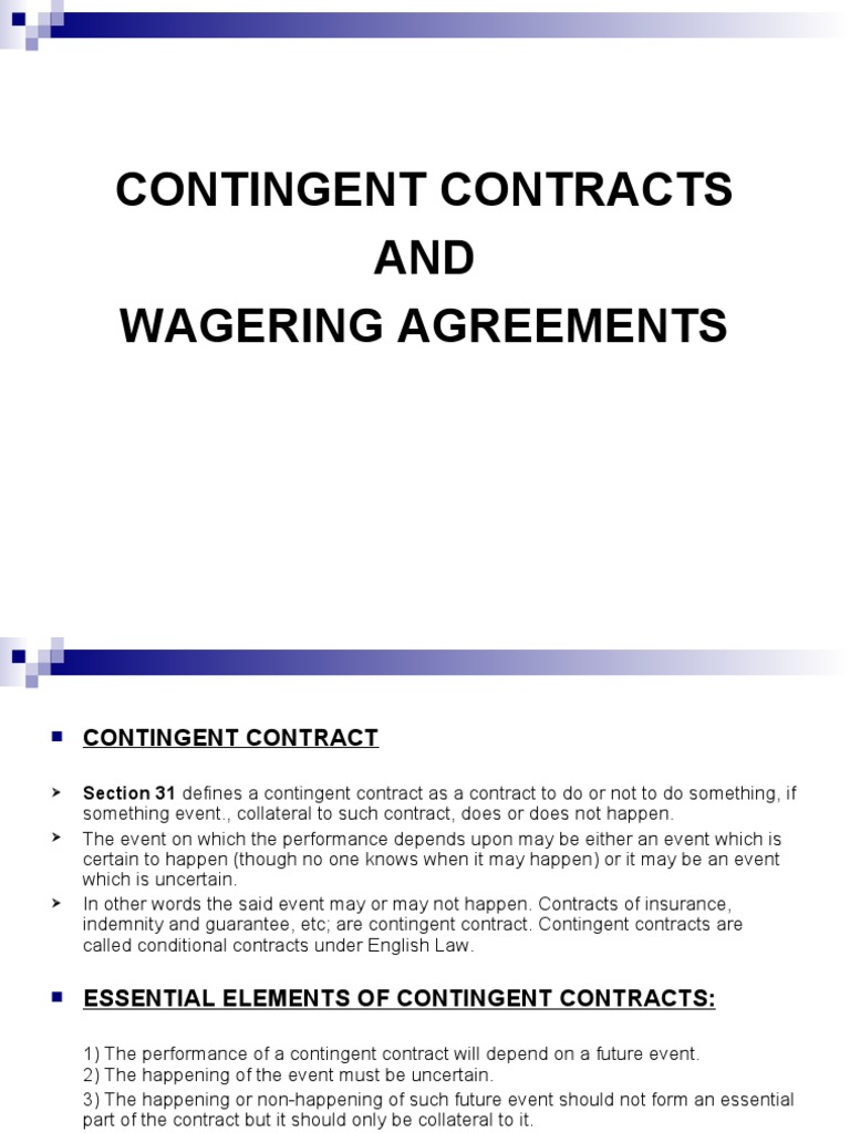 Contingent Contracts | PDF | Gambling | Guarantee