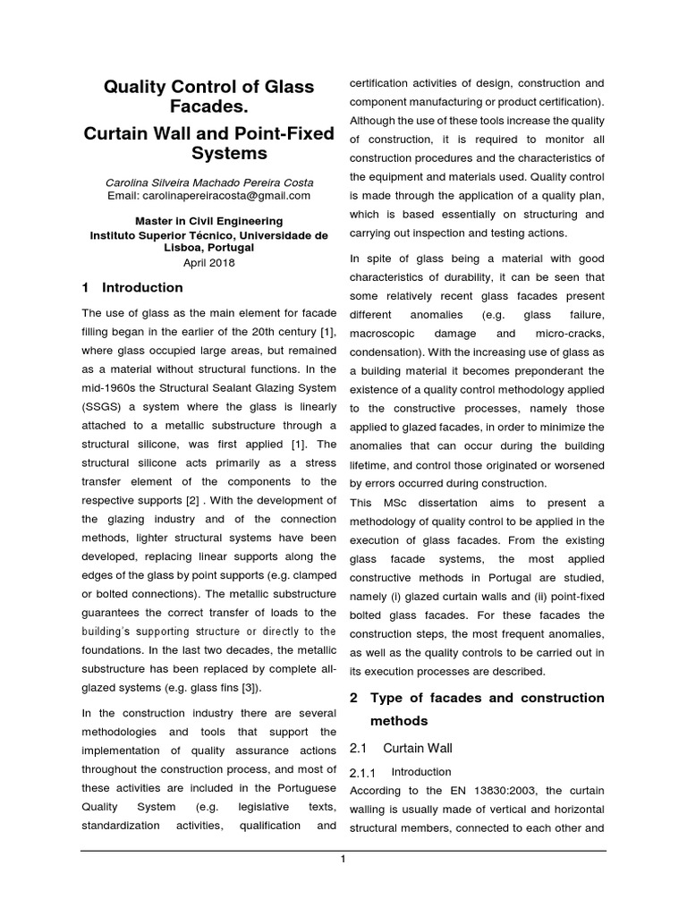 Quality Control of Glass Facade Ingles PDF | PDF | Screw | Wall