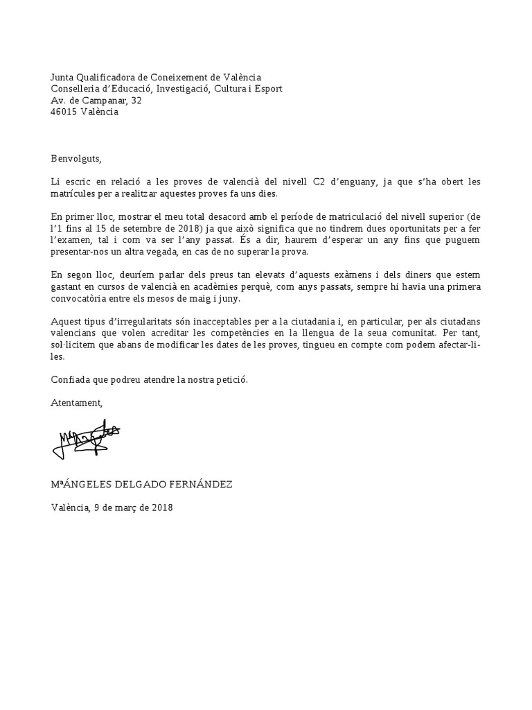 Carta Formal JQCV | PDF