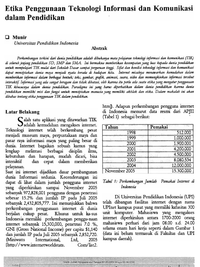 Etika Penggunaan Teknologi Informasi Dan Komunikasi Dalam Pendidikan | PDF