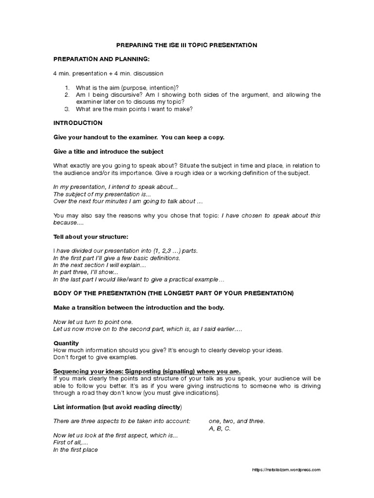 C1 TOPIC PRESENTATION - GUIDELINES - Blog | PDF | Question | Communication