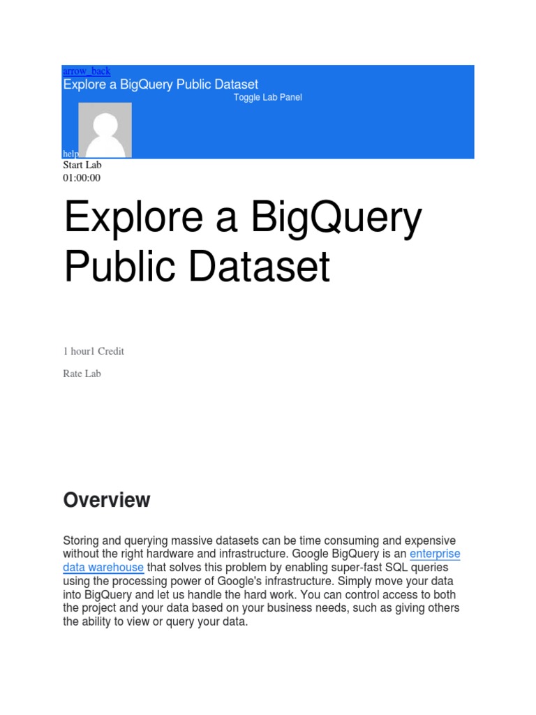 Explore A Bigquery Public Dataset | PDF | Application Programming Interface | Comma Separated Values