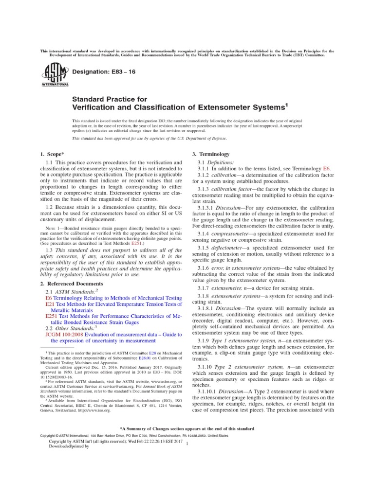 Astm E83-16 | PDF