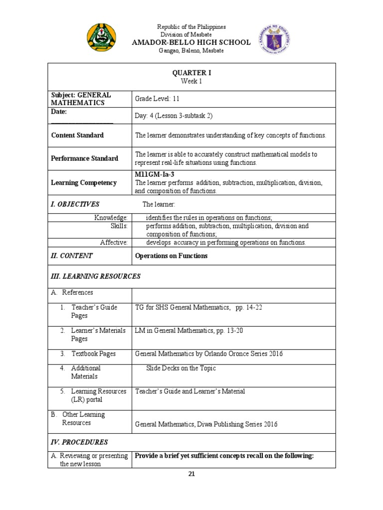 Week 1. Day 4 (Lesson 3-Subtask 2) | PDF | Function (Mathematics) | Learning