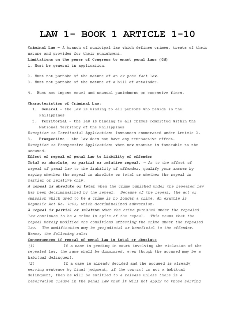 Criminal Law Book 1 | PDF | Conspiracy (Criminal) | Criminal Law