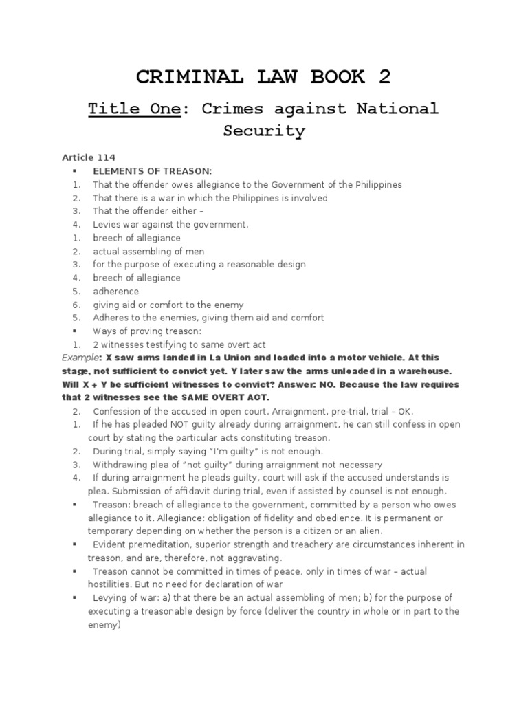 Criminal Law Book 2 | PDF | Treason | Remand (Detention)