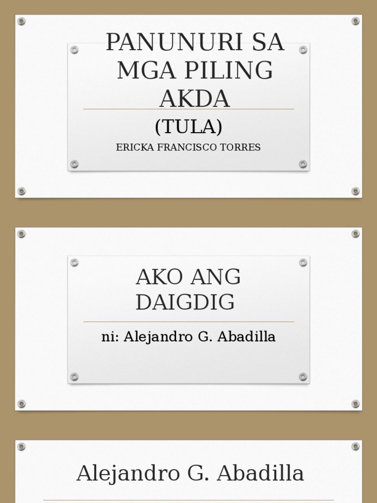 D. 4torresPANUNURI SA MGA PILING AKDA (Tula) | PDF