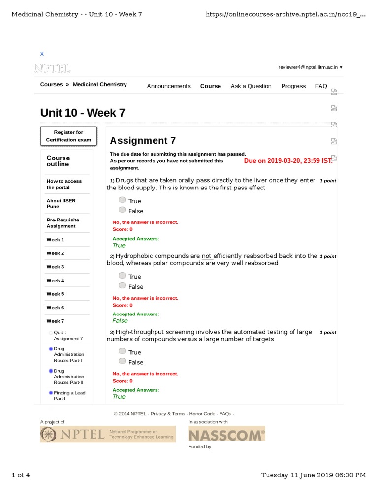 Unit 10 - Week 7: Assignment 7 | PDF | Bioavailability | Kidney
