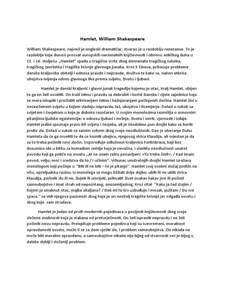 Hamlet Esej | PDF