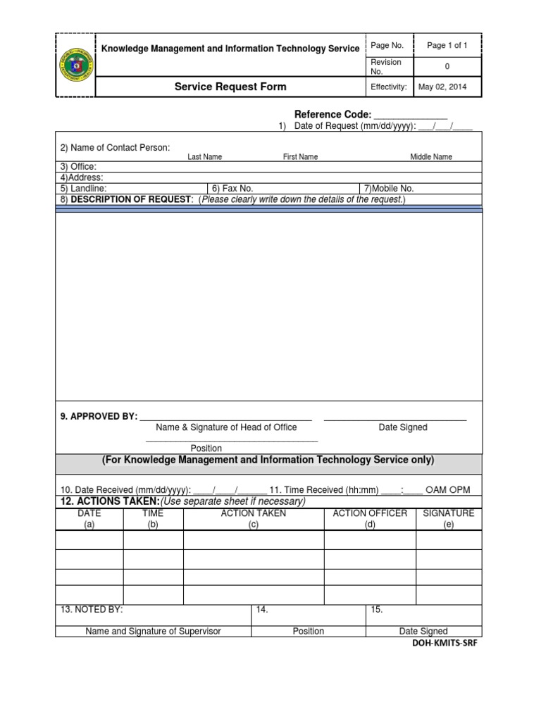 Service Request Form | PDF