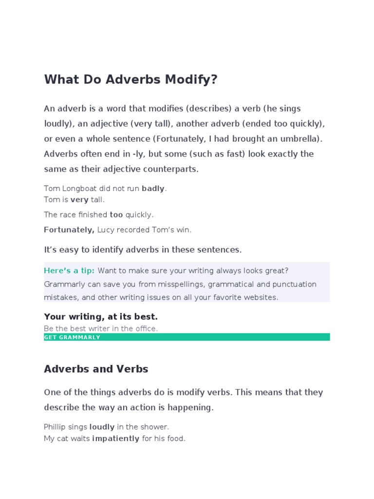 What Do Adverbs Modify? An In-Depth Guide to the Usage and Functions of ...