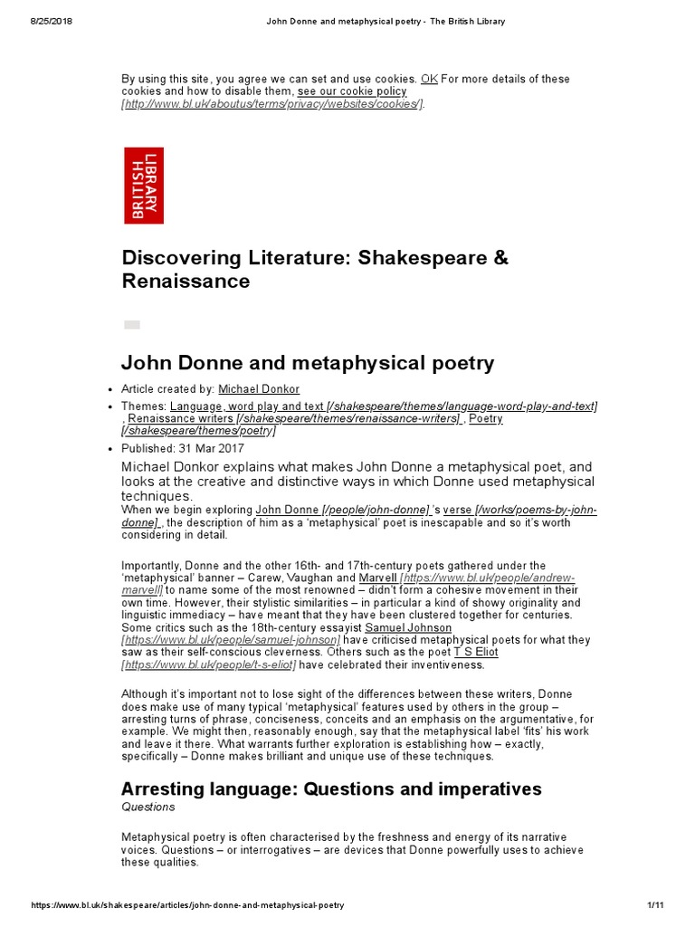 John Donne and Metaphysical Poetry - The British Library | PDF | Poetry