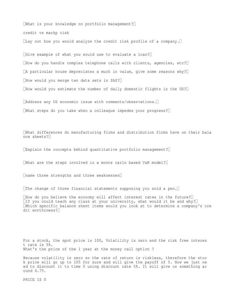 Credit Risk Interview Questions | PDF | Bonds (Finance) | Interest Credit Risk Interview Questions | PDF | Bonds (Finance) | Interest