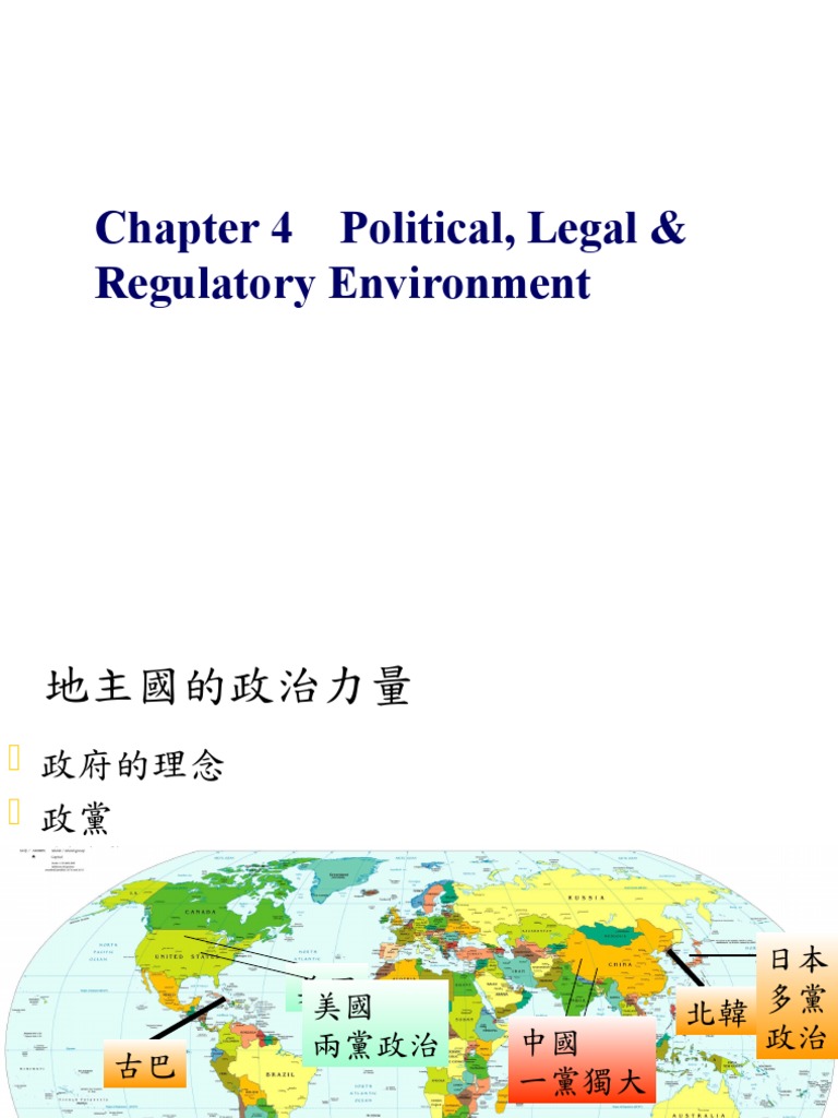 Chapter 4 Political, Legal & Regulatory Environment | PDF ...