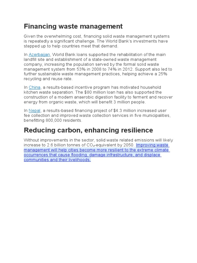 Financing Waste Management | PDF