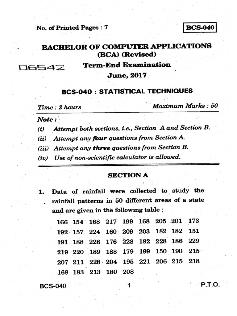 BCS 040 | PDF | Statistical Inference | Analysis
