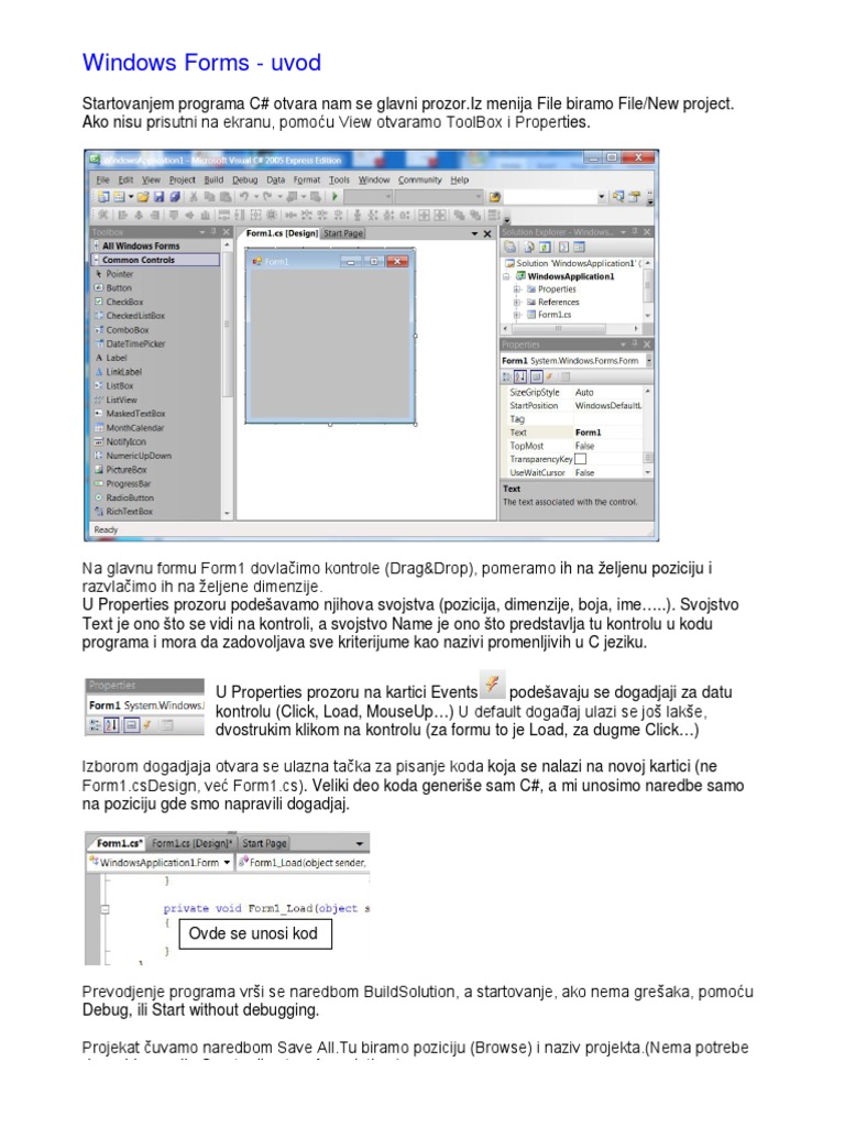 Windows Forms - Uvod | PDF | System Software | Graphical User Interfaces