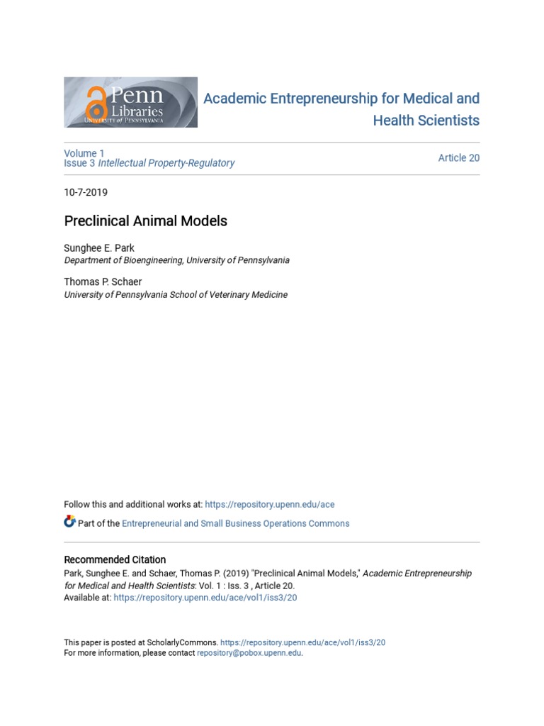 Preclinical Animal Models | PDF | Clinical Trial | Food And Drug ...