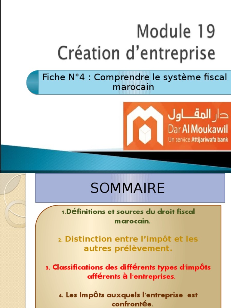 Présentation: Système Fiscal Marocain | PDF | Taxe d'entreprise | Impôts