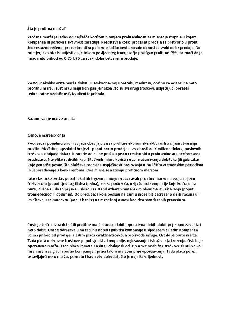 Šta Je Profitna Marža | PDF
