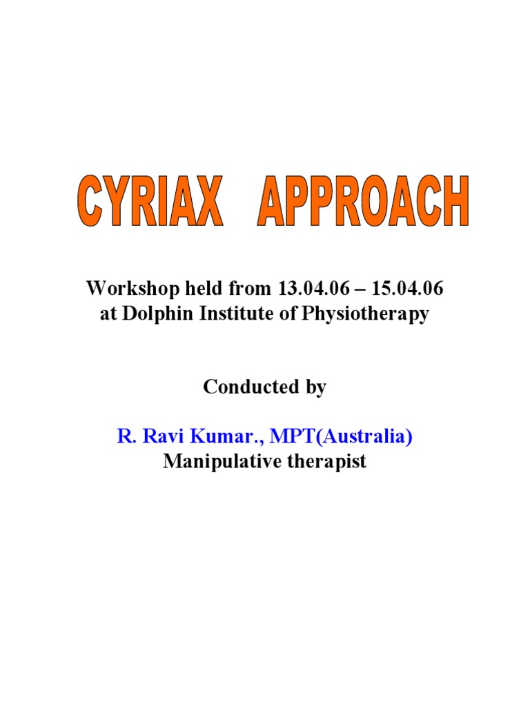 Cyriax Handout | PDF | Anatomical Terms Of Motion | Elbow