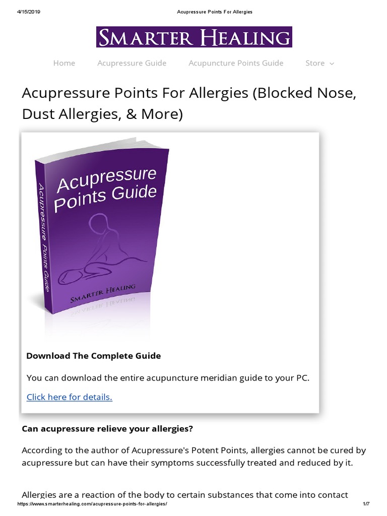 Acupressure Points For Allergies | Download Free PDF | Acupressure ...