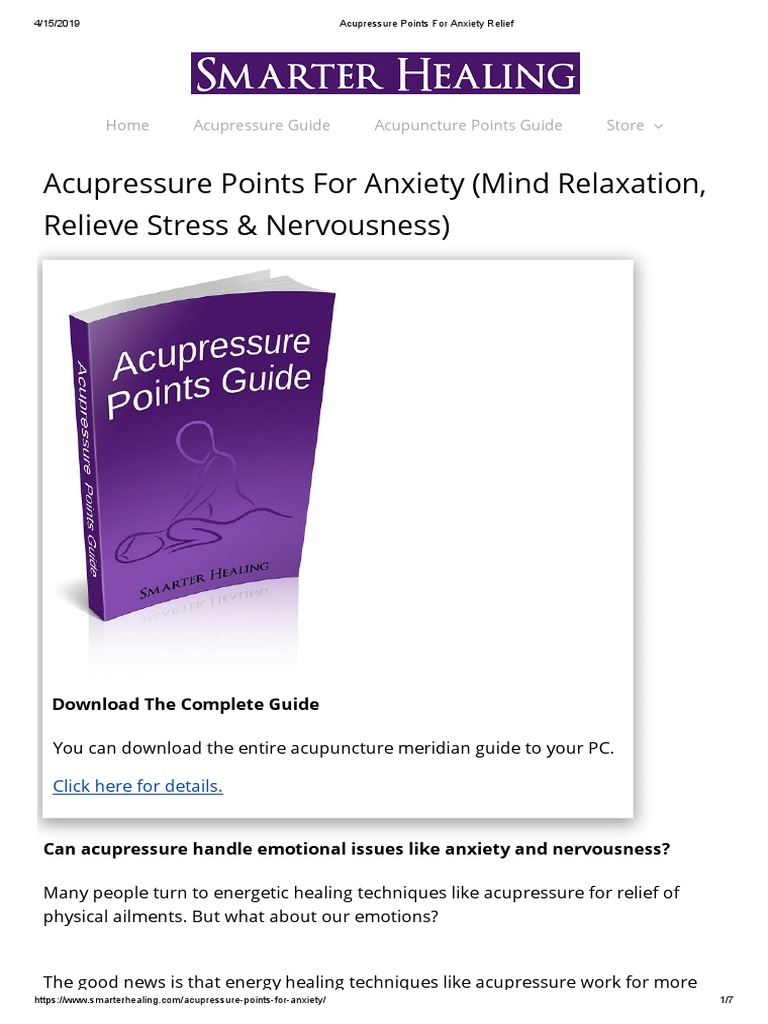 Acupressure Points For Anxiety (Mind Relaxation, Relieve Stress ...