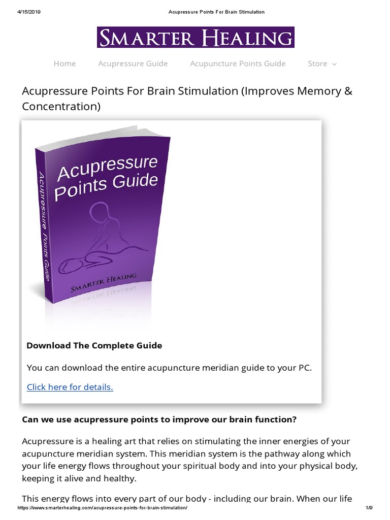 Acupressure Points For Brain Stimulation | PDF | Acupressure | Pain
