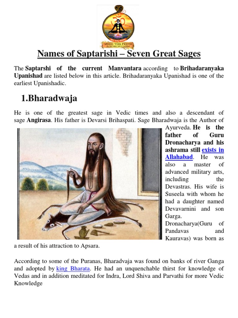 Names of Saptarishi - Seven Great Sages | PDF | Vedas | Hindu Iconography
