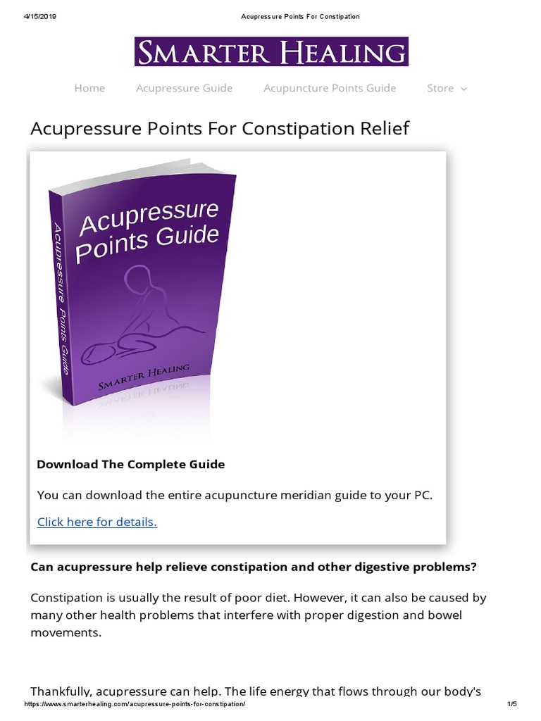Acupressure Points For Constipation | PDF | Acupressure | Constipation