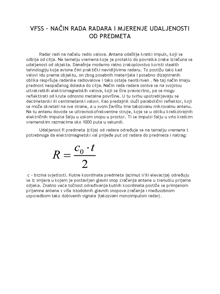 Princip Rada I Određivanje Udaljenosti Predmeta | PDF