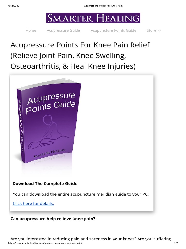 Acupressure Points For Knee Pain Pdf Acupressure Knee