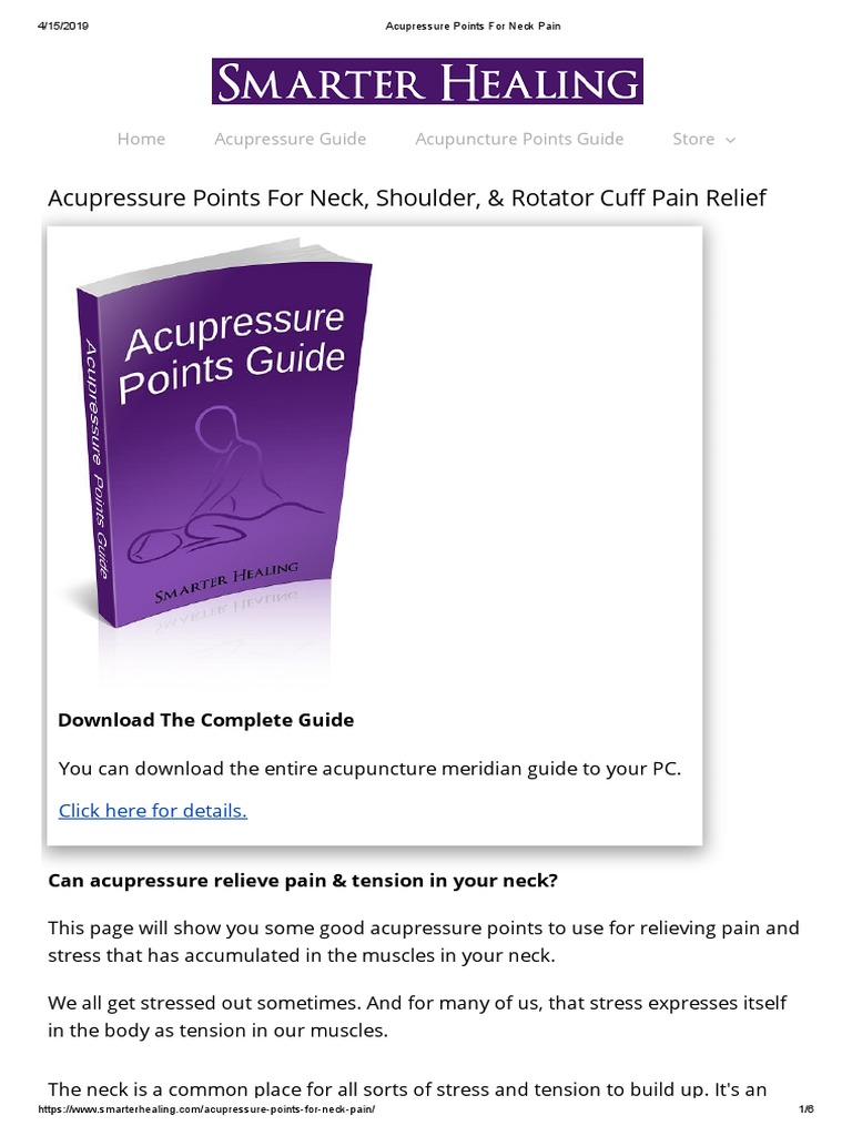 Acupressure Points For Neck Pain | PDF | Acupressure | Neck