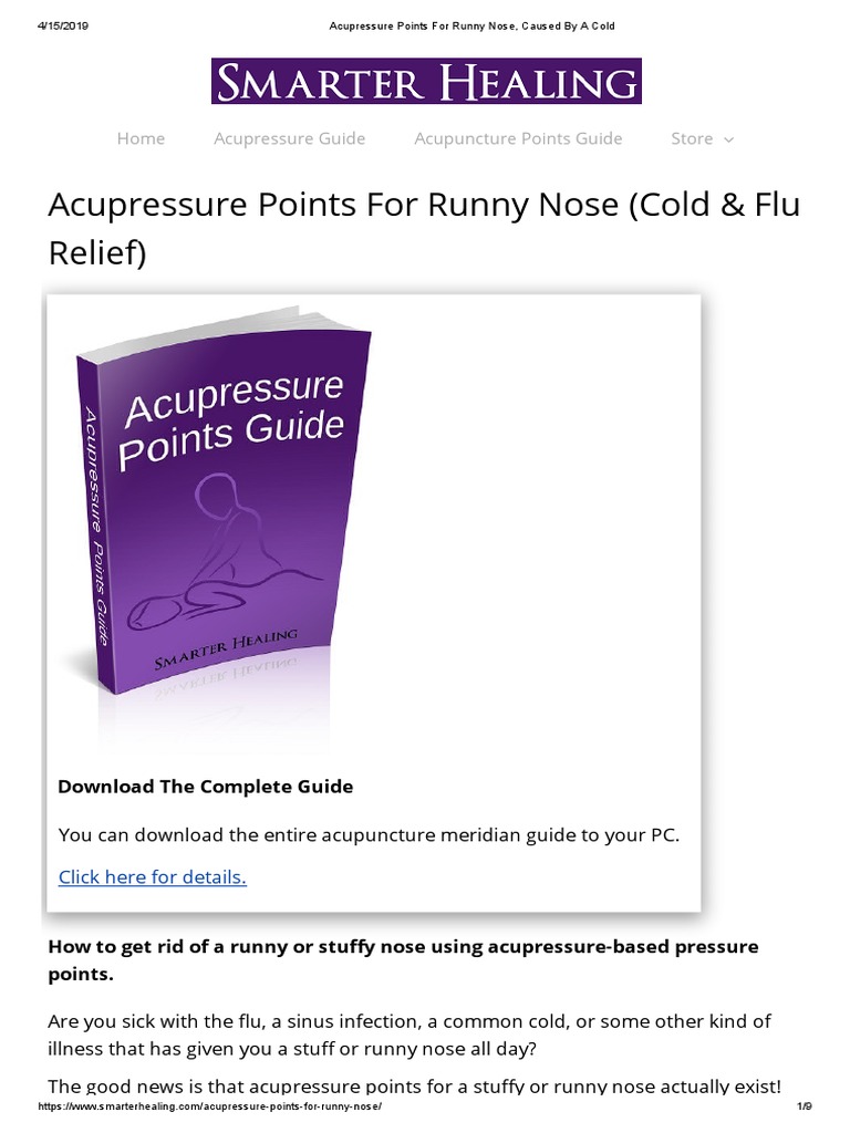 Acupressure Points For Runny Nose, Caused by A Cold | PDF | Acupressure ...